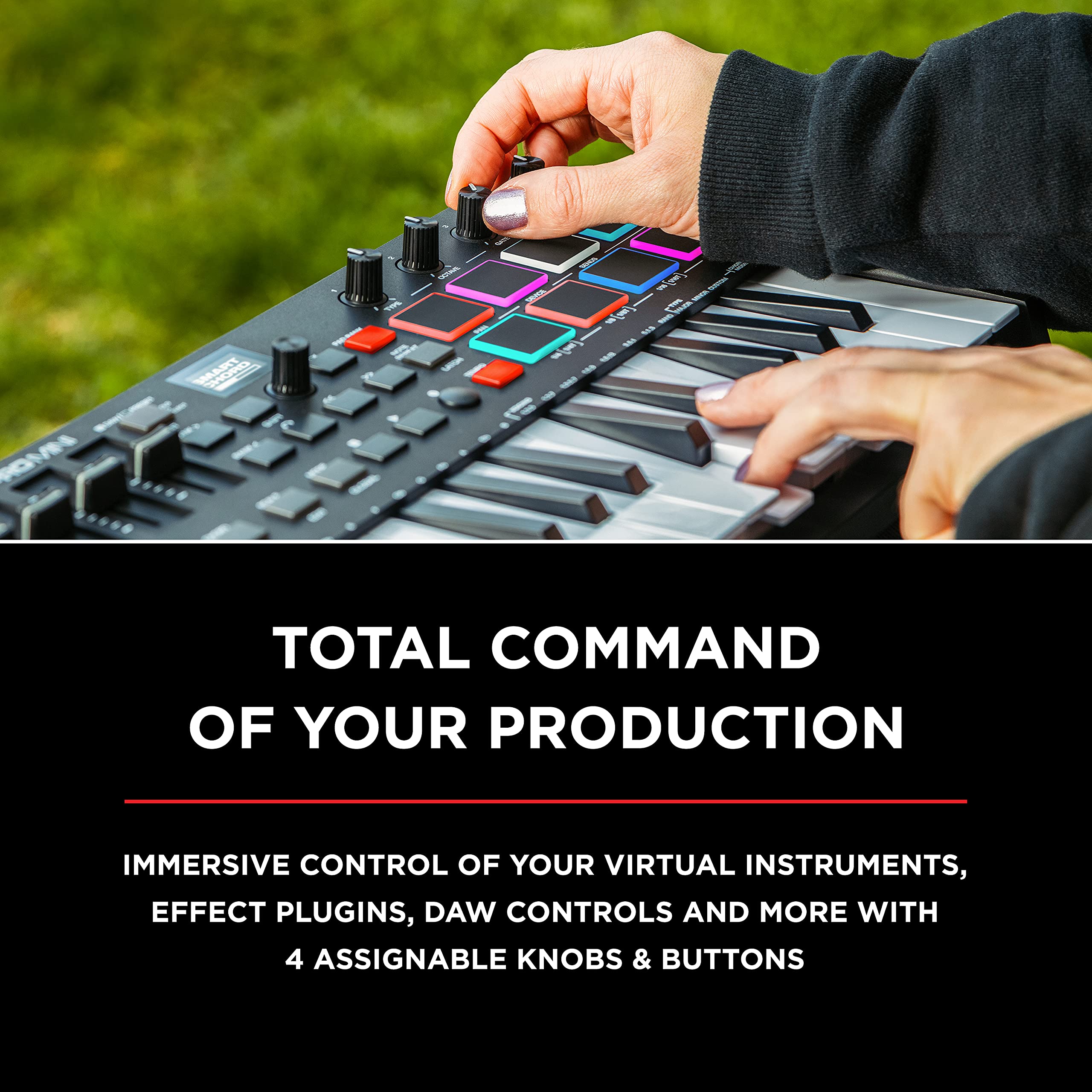 M-Audio Oxygen Pro Mini β 32 Key USB MIDI Keyboard Controller With Beat Pads, MIDI assignable Knobs, Buttons & Faders and Software Suite Included