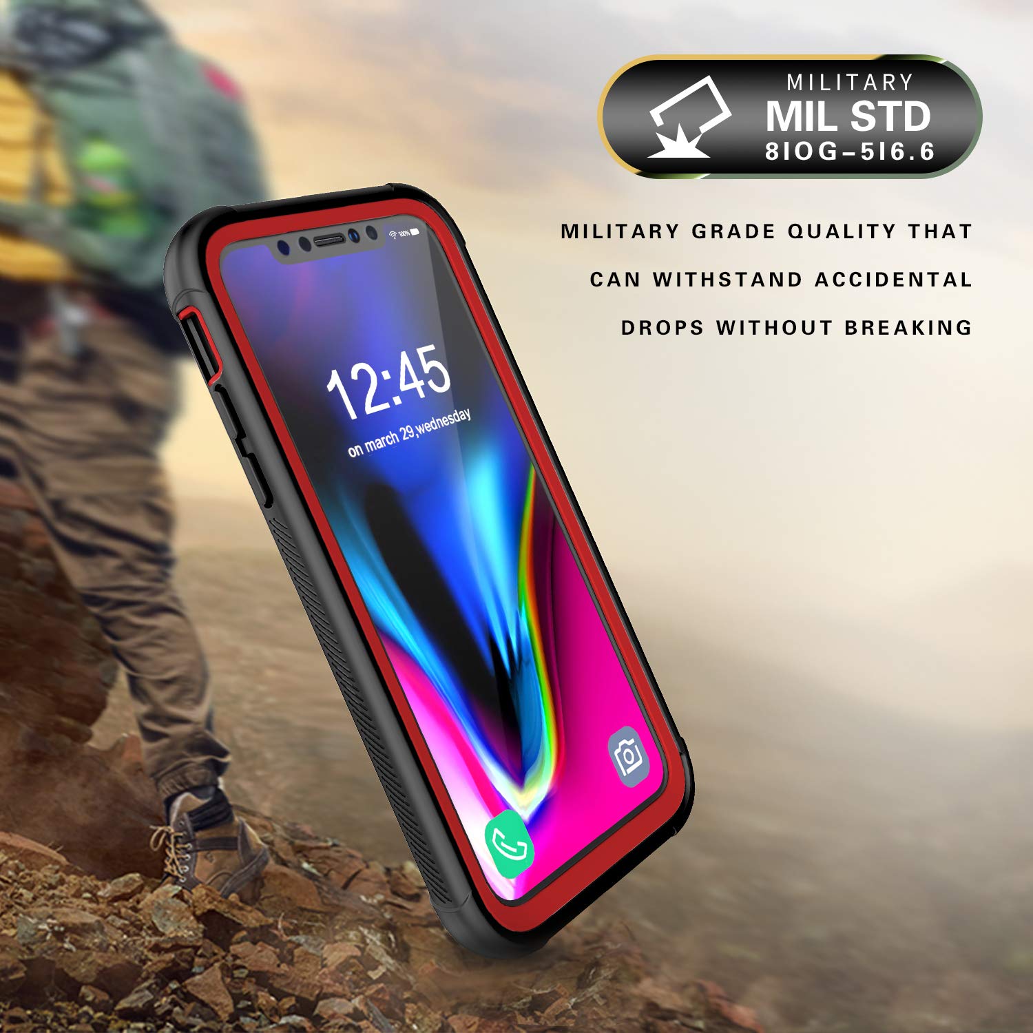 ImpactStrong iPhone 11 Case, Clear Full Body Ultra Protective Case with Built-in Clear Screen Protector Transparent Full Body Cover for iPhone 11 6.1-Inch (2019) - Red
