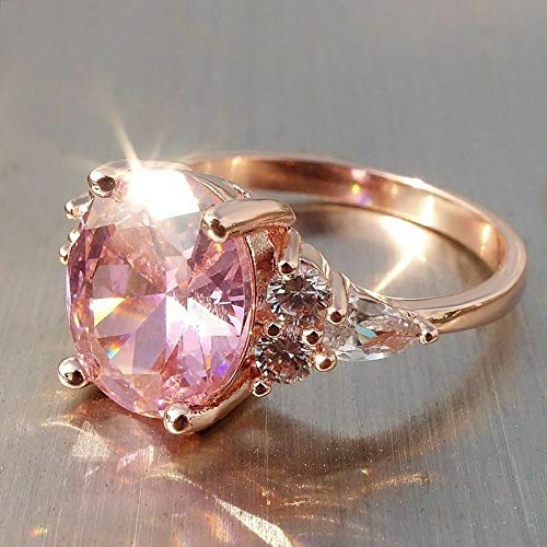 JOY Jewelry Women Pink Sapphire Claw Ring Rose Gold Wedding Engagement Band Ring Jewelry (8)