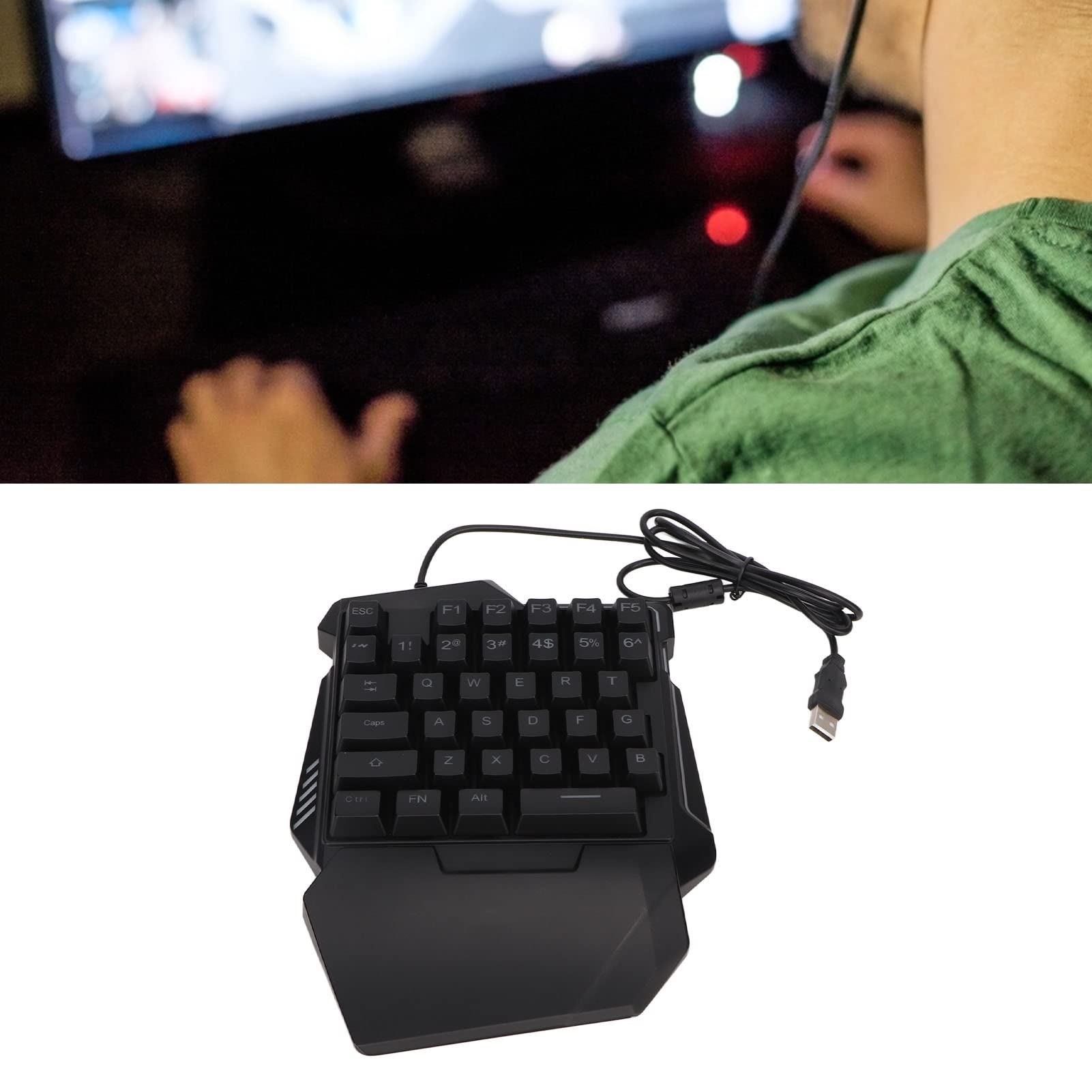 VINGVO One Handed Gaming Keyboard, 35 Keys RGB Gaming Keyboard Ergonomic Design for Desktop Computers