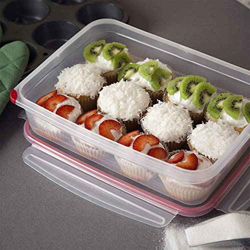 Sterilite 03426604 16.0 Cup BPA Free Rectangle UltraSeal Food Storage Container, For Meal Prep, Leftovers, or Work Lunch, Dishwasher Safe, Red 16 Pack