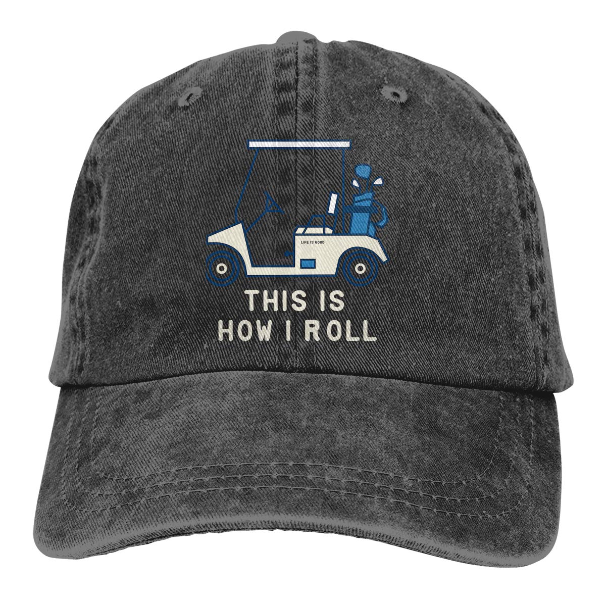 KZEMATLI Unisex This is How I Roll Golf Cart Denim Hat Adjustable Washed Dyed Cotton Dad Baseball Caps