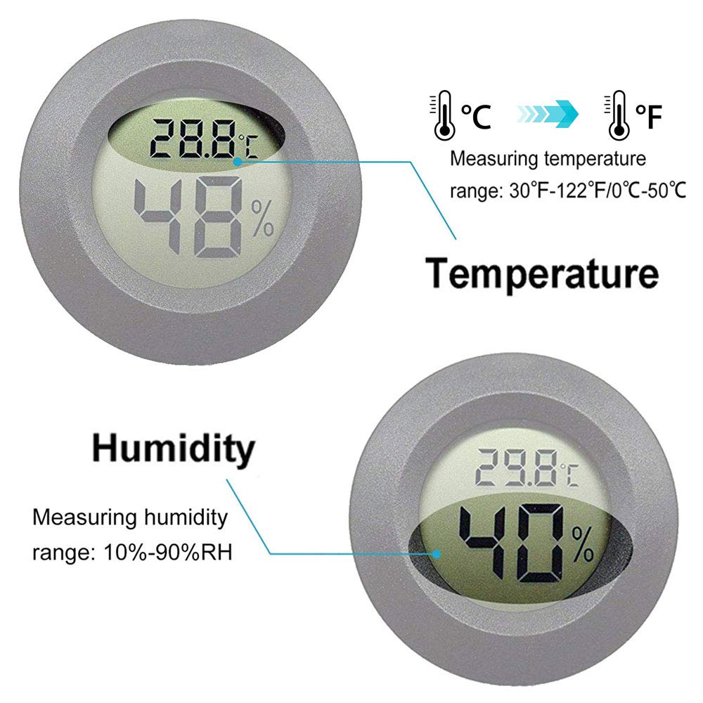JEDEW 6-Pack Mini Digital Hygrometer Thermometer Gauge, Indoor Outdoor Temperature Humidity Meter for Greenhouse Humidors Incubators Reptile Terrarium Jars, Fahrenheit (℉) or Celsius(℃)