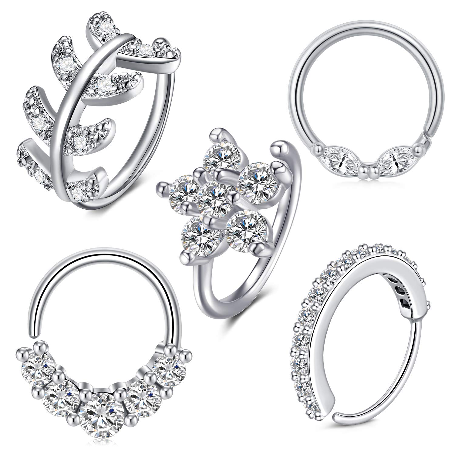 JFORYOU 18G Helix Hoop Earrings 316L Surgical Steel Hoop Ring for Nose Ear Cartilage Tragus Daith Piercing Tiny Hoops 8mm Nose Ring