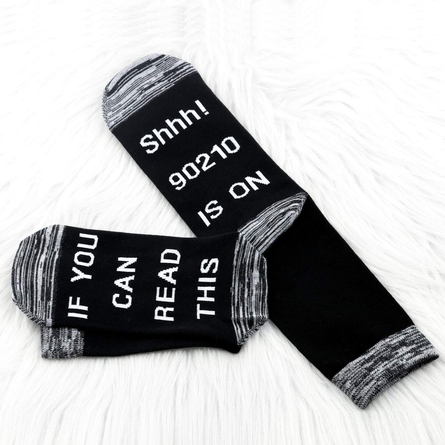 JXGZSO 2 Pairs TV Show Inspired Sock Retro Gift If You Can Read This Shhh! Show Is On Socks (10 Is On)