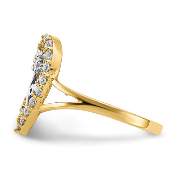 IceCarats 10K Yellow Gold White I Love You Cubic Zirconia CZ Heart Ring Size 6