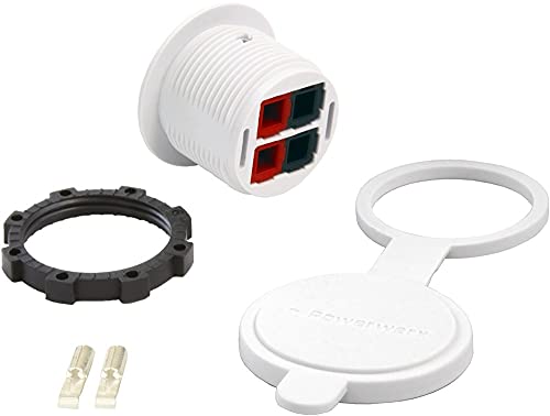 Powerwerx PanelPole2-White, Panel Mount Housing for Two Anderson Powerpole Connectors with a Weather Tight Cover in White