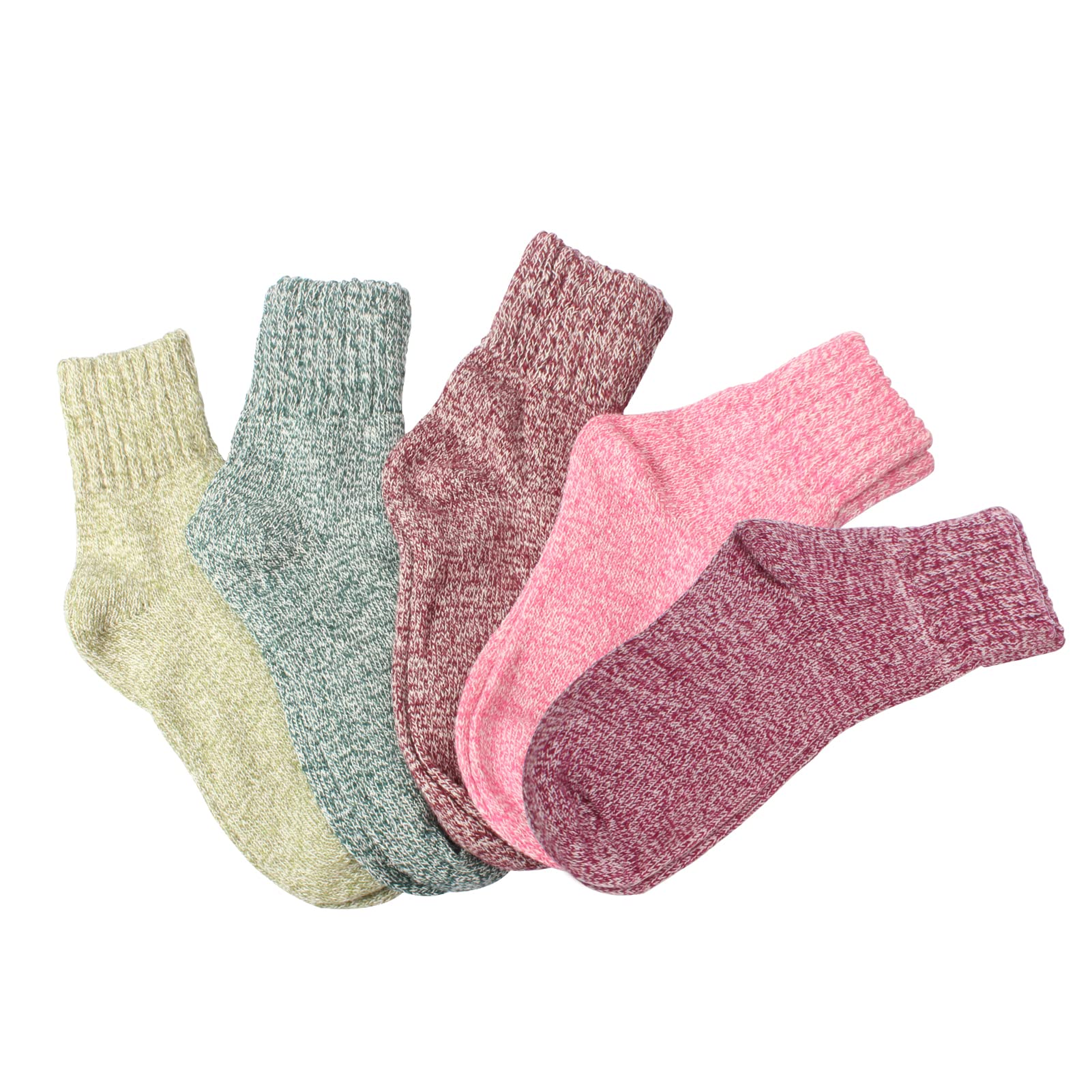 nutjam 5 Pairs Women's Winter Wool Socks,Knit Crew Socks,Multicolor Free Size Warm Soft Cushion Crew Socks