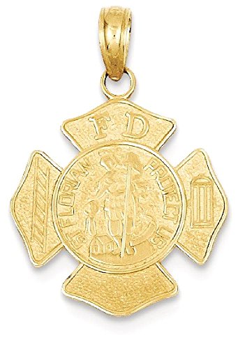 IceCarats 14K Yellow Gold Small Saint Florian Necklace Charm Pendant 23.7mm x 15.5mm Only