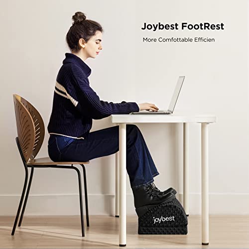 joybest Foot Rest Under Desk for Office Use, Adjustable Heights Memory Foam Foot Stool for Car, Home and Office, Footrest for Blood Circulation of Legs to Relieve Lumbar, Back, Knee Pain(Black)