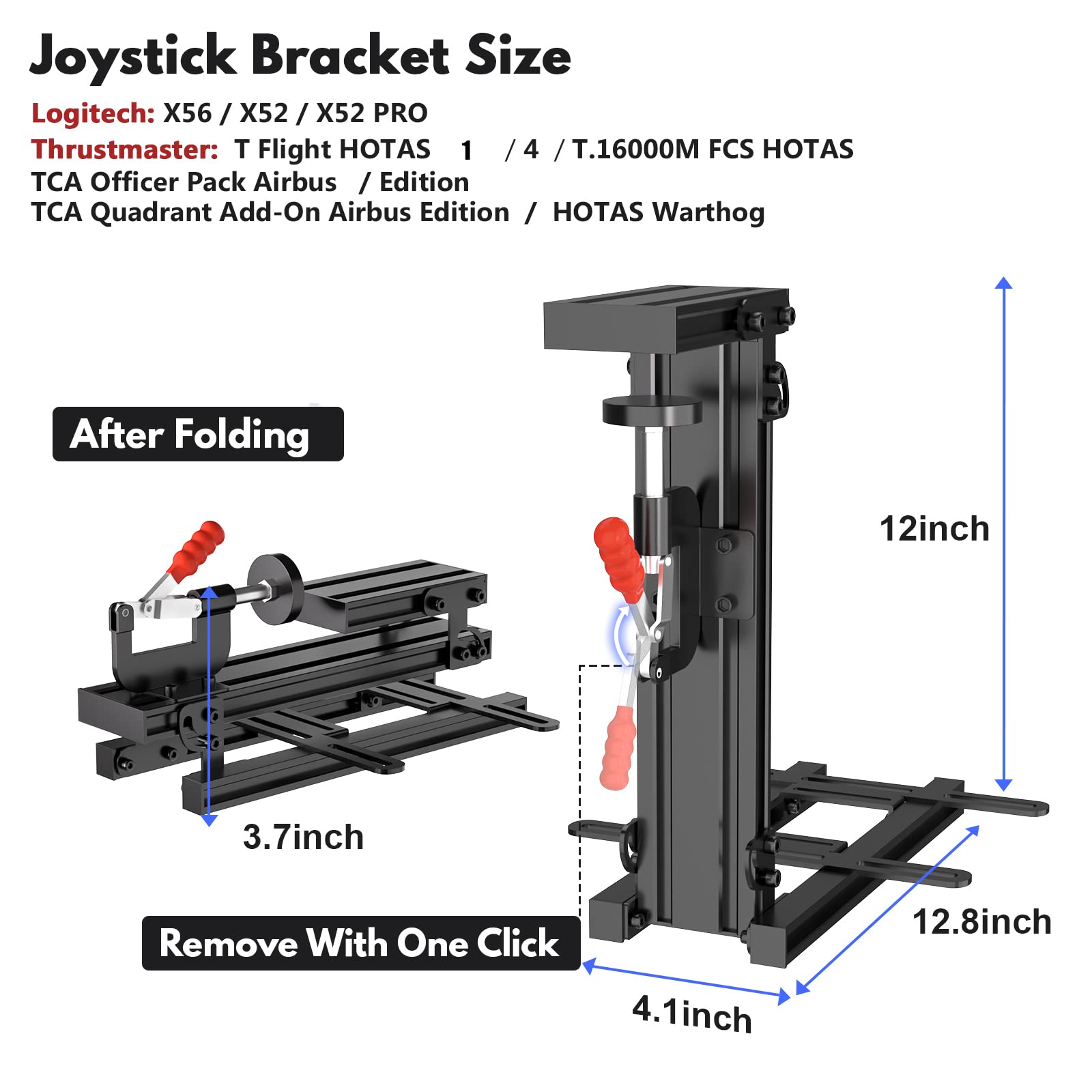 RACGTING Hotas Mount for Logitech X56/X52/X52 Pro No Installation Joystick Mount for Thrustmaster T Flight HOTAS/T.16000M FCS HOTAS/TCA Officer Pack Airbus Edition,Hotas Desk Mount for Flight Sim Game