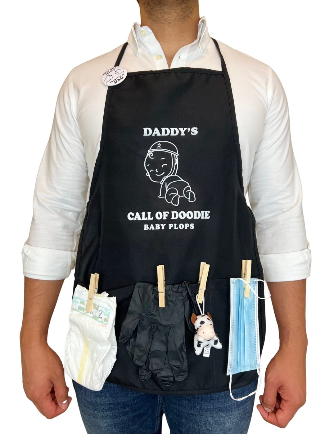 MUNIFICENCE FUNNY GAG GIFT FOR FUTURE DADS, APRON DADDY TO BE GAG GIFT, PERFECT BABY SHOWER GAMES, FUNNY ACTIVITY, GENDER REVEAL.
