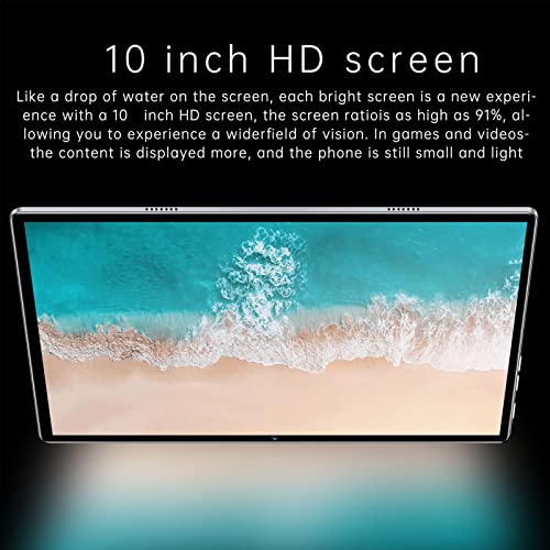 VINGVO Tablet PC, 100-240V 6G RAM 256G ROM 5G WiFi Dual Band 10 Inch Tablet for Travel (Gold)