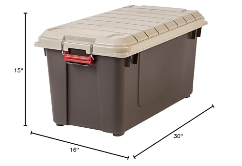 IRIS USA SIA-760D Store-It-All WEATHERTIGHT Totes, 82 Quart, Brown/Beige/Red (250183)