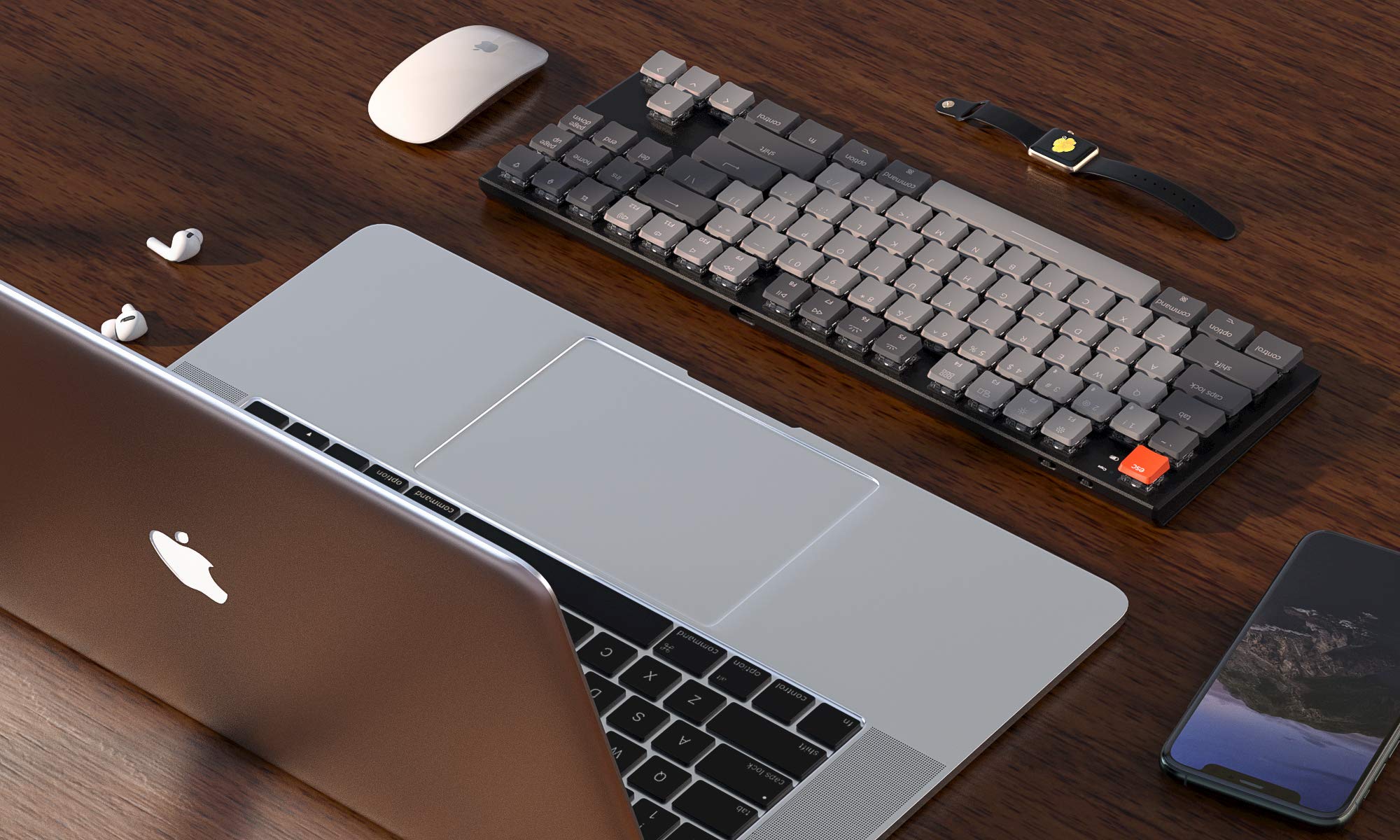 Keychron K1 Bluetooth Mechanical Keyboards, Wireless Gaming Keyboard with Low Profile Gateron Brown Switch/White LED Backlight/USB C, 87 Keys N-Key Rollover for Mac,Windows PC Gamer-Version 4