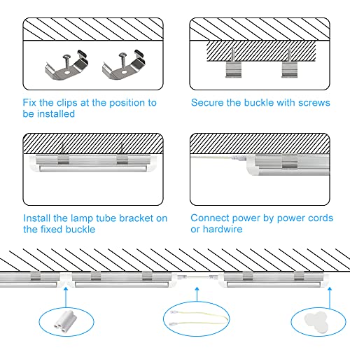 LightingWill LED T8 Integrated Fixture 2FT, 10W, Daylight White 6000~6500K, Linkable LED Shop Light, LED Ceiling Light and Under Cabinet Light, for Cooler, Garage, Warehouse, Clear Cover 4 Pack