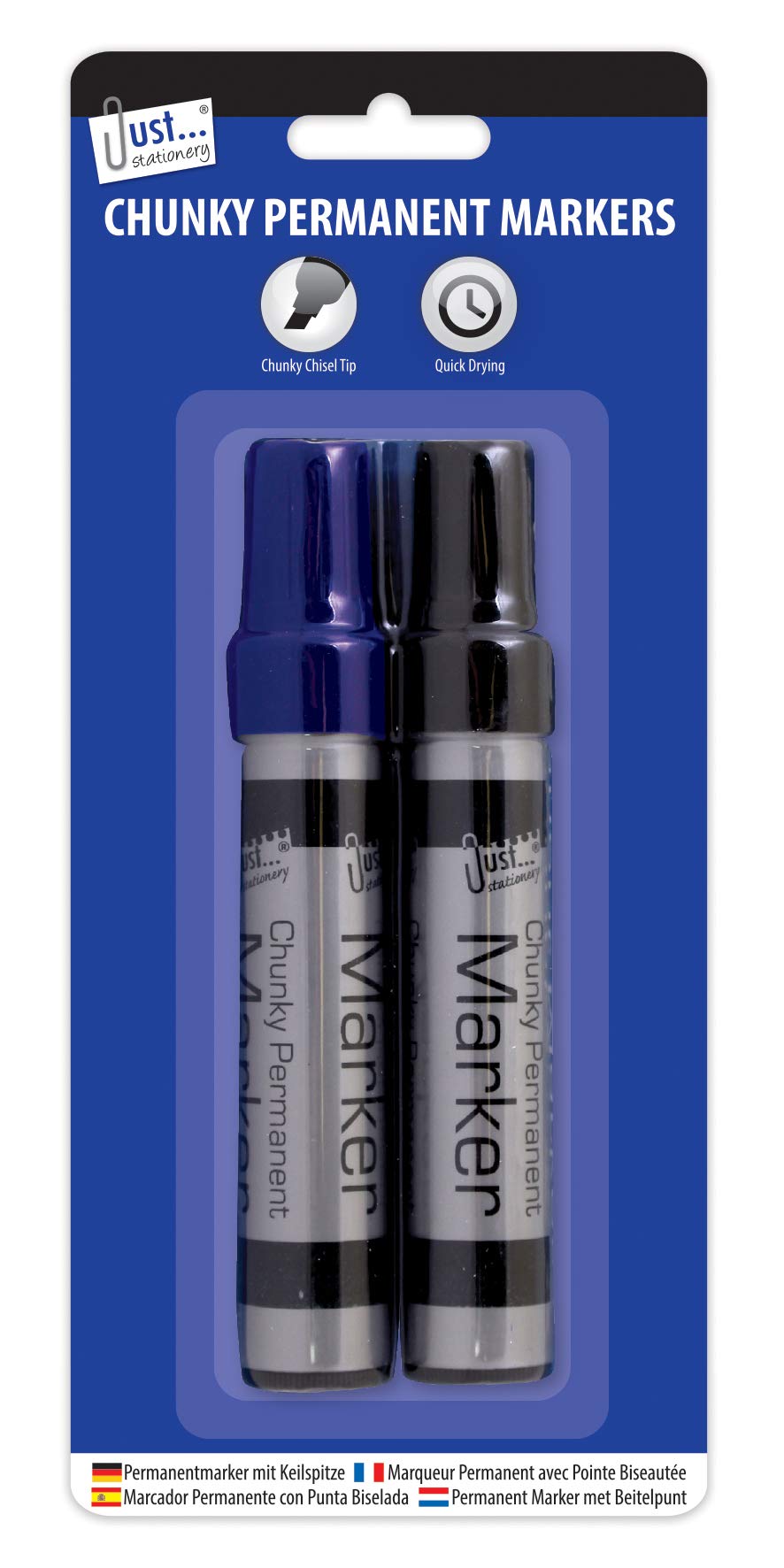 Just stationery Permanent Markers, red and Black, 15 x 2.4cm, 1152