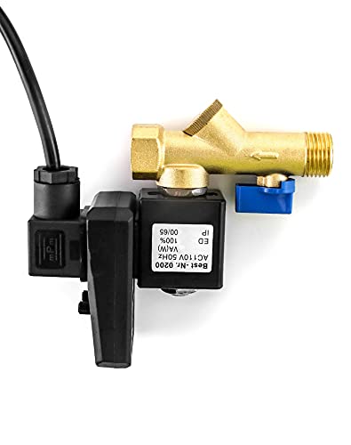 QWORK Automatic Gas Tank Valve with US Plug - Suitable for Gas Tanks, Drip Legs, and Compressed Air System Components - AC 110V Power Supply - 1/2" Valve Size Electronic Drain Valve