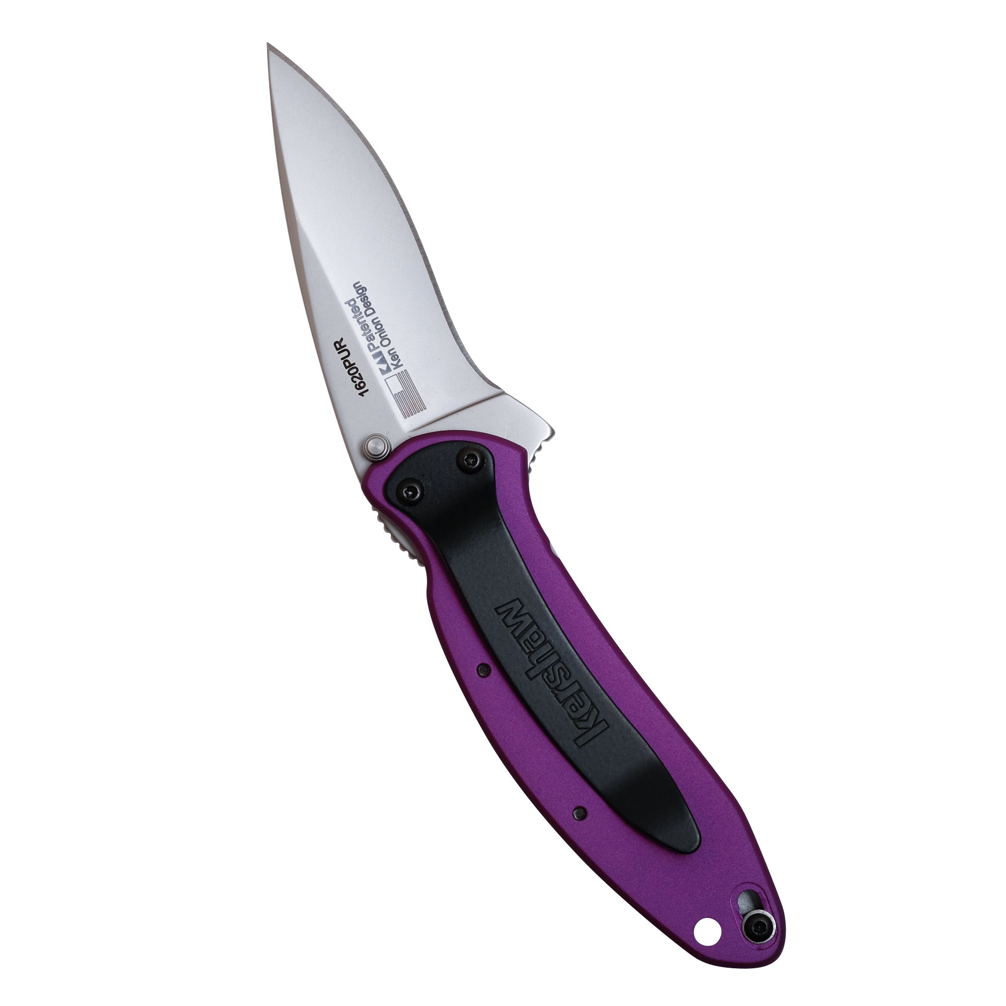 Kershaw Purple Scallion Pocket Knife, 2.25β Stainless Steel Blade with Assisted Opening, Aluminum Handle with Single-Position Pocketclip, Small Folding Knife