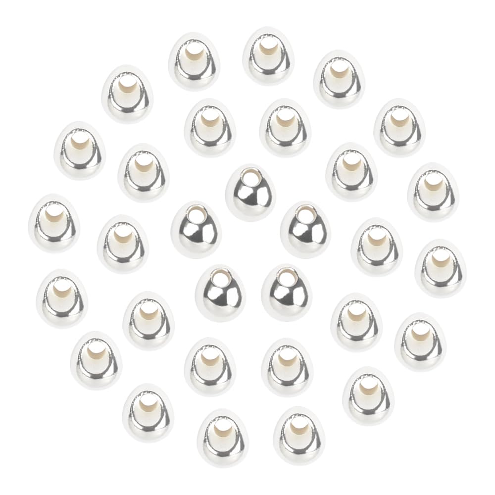 MUUNN 100Pcs Offset Tungsten Beads for Fly Tying, 5 Colors/4 Sizes, Hook Sizes #16~#18 Tungsten Jigoff Beads(Sliver,2.3mm