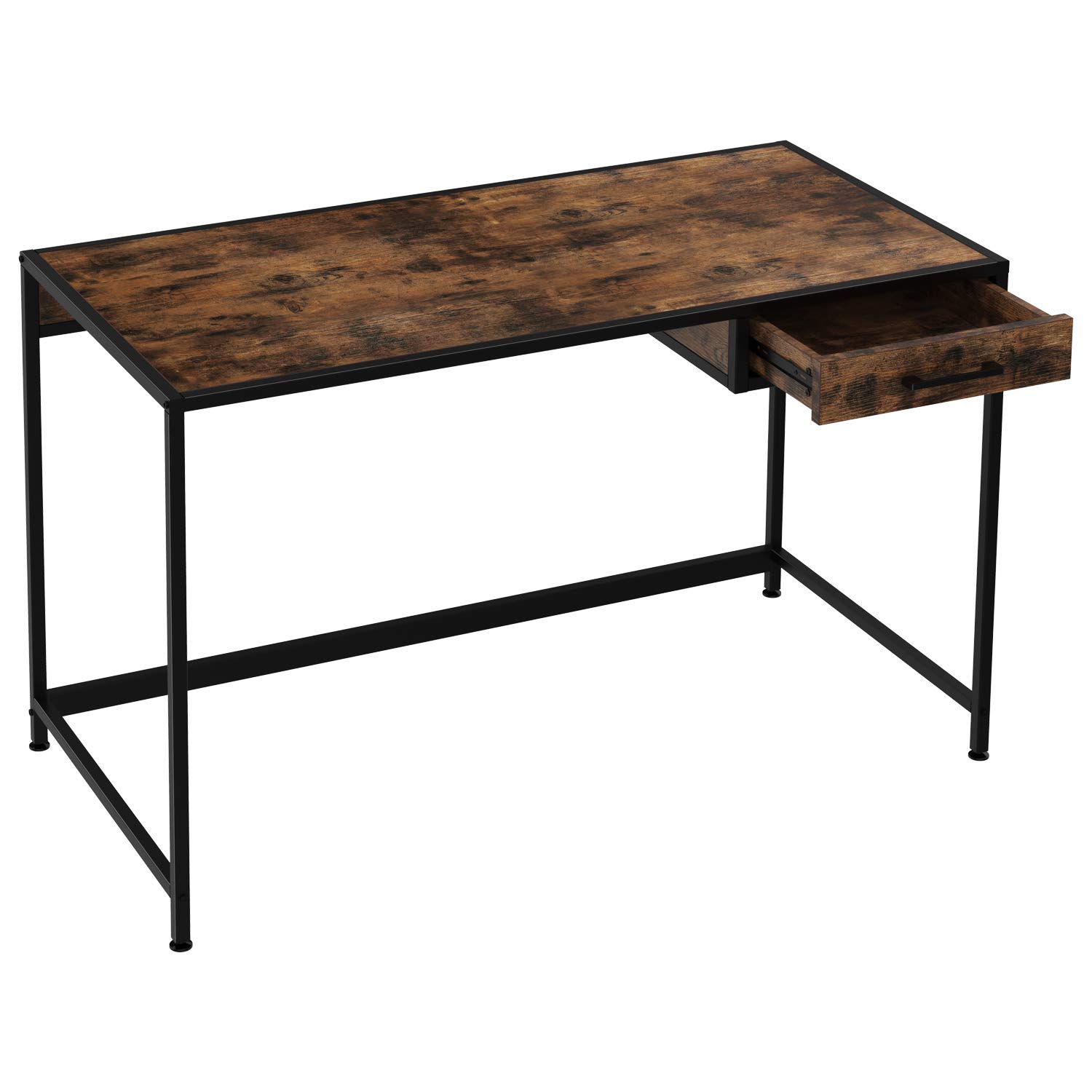 IRONCK Computer Desk, 47" Writing Desk with Drawers, Simple Small Desk for Home Office, Easy to Assemble, Retro Brown