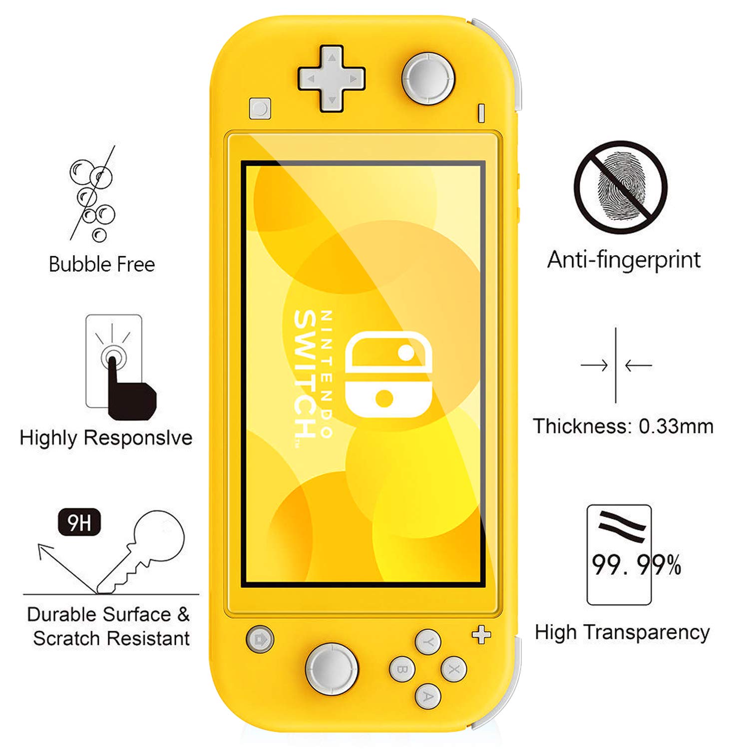 ivoler [3 Pack] Screen Protector Tempered Glass for Nintendo Switch Lite, Transparent HD,High Definition,Clear Anti-Scratch with Anti-Fingerprint Bubble-Free Fit Switch Lite 2019