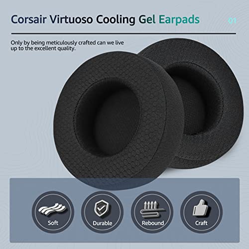 Wzsipod Specialized Replacement Earpad for Corsair Virtuoso Gaming Headset, Corsair Virtuoso Earpads Replacement with Smooth Fabric & High-Density Memory Foam, Sound Isolation (Classic Black)