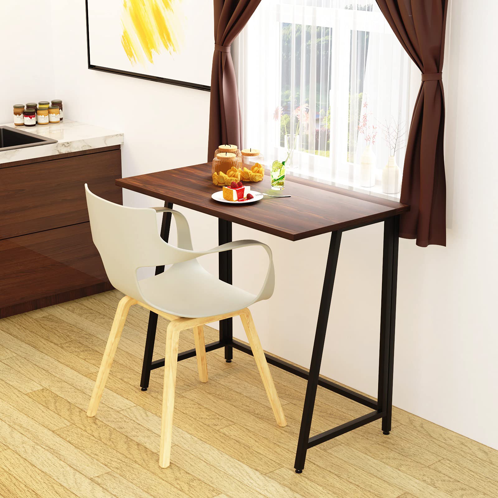 JANE EYRE Small Folding Computer Desk - 31.5 inch Foldable Study Writing Table Home Office Desk for Small Space & Corner