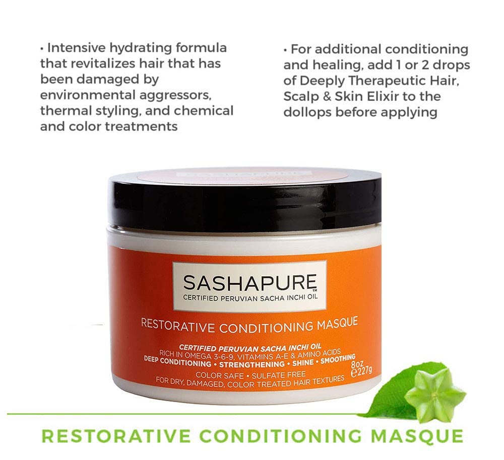 Sashapure Shampoo Conditioner 2022 (Shampoo, Conditioner and Masque, Variety Pack)