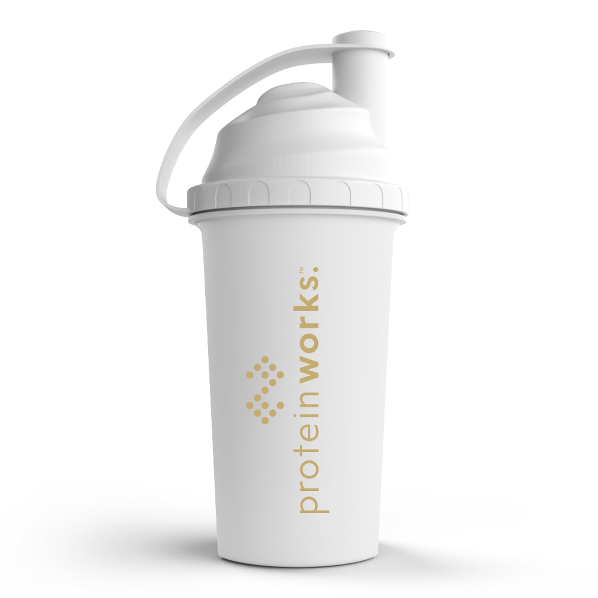 Protein Works White & Gold Shaker | Durable Protein Shaker | 700ml