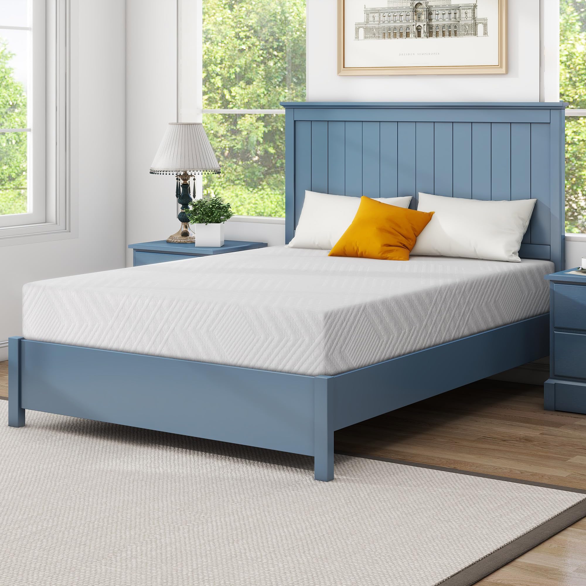 IULULU Memory Foam Mattress, Full Size, Medium Firm, Cooling Gel, Graphene Tech, CertiPUR-US, White, 6 Inch, Bed in a Box
