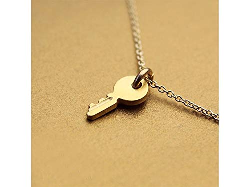 LANG XUAN Friendship Gold Key Necklace Good Luck Elephant Pendant Chain Necklace with Message Card Gift Card