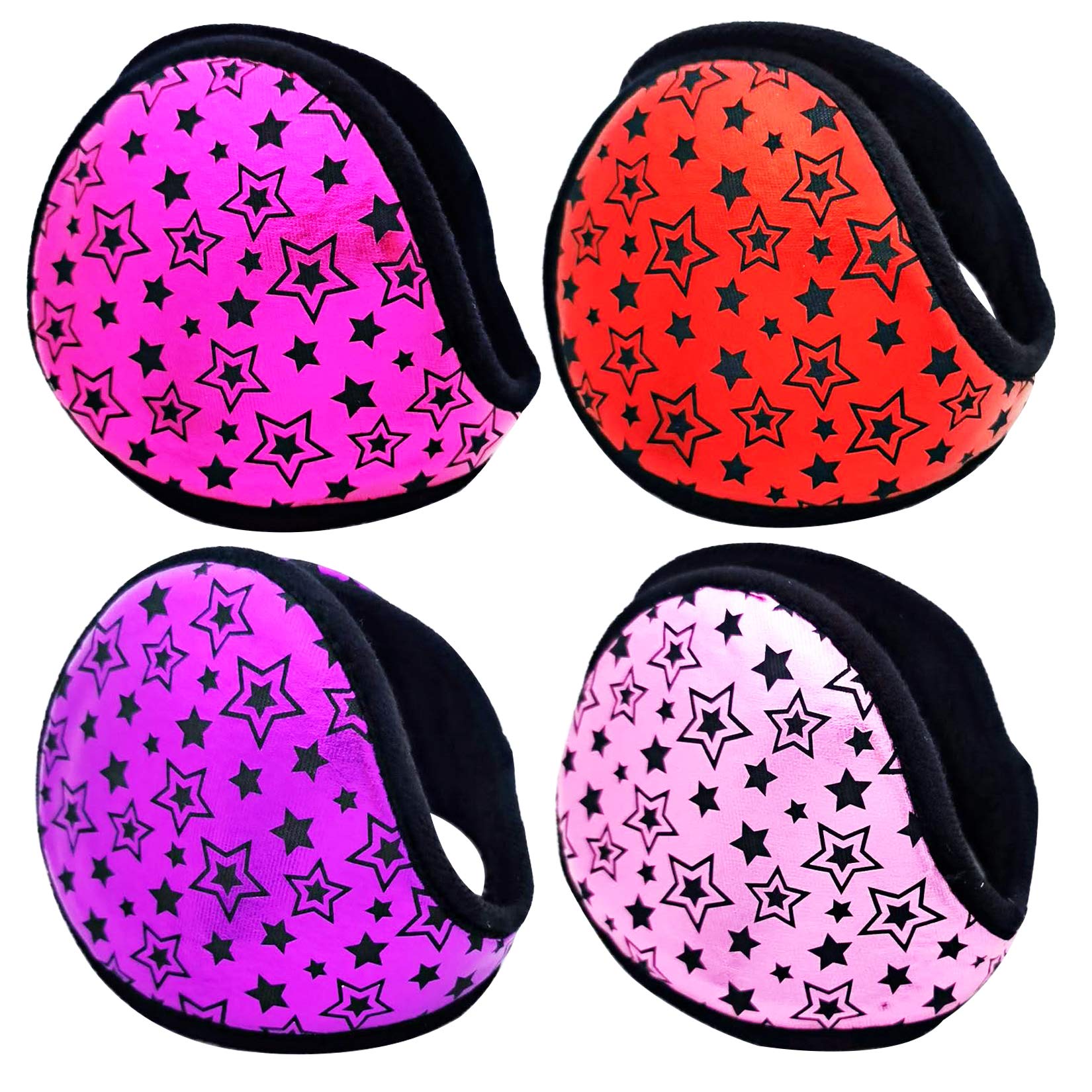 luckkyme 4 Pack Multicolor Winter Outdoor Sports Snowboarding Windproof Plush EarMuffs Unisex Earmuffs (Star Color)