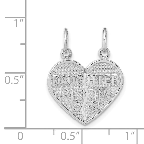 IceCarats 14K White Gold Daughter Mom Break Apart Heart Love Necklace Mama Charm Mother Pendant