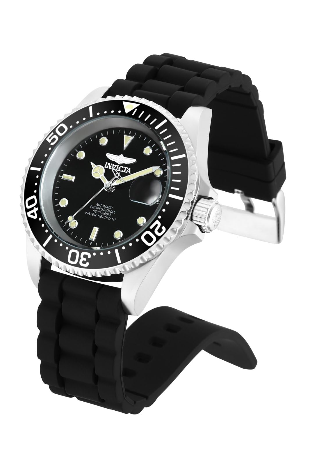 Invicta Men's Pro Diver Automatic Watch with Silicone Band, Black (Model 23678)