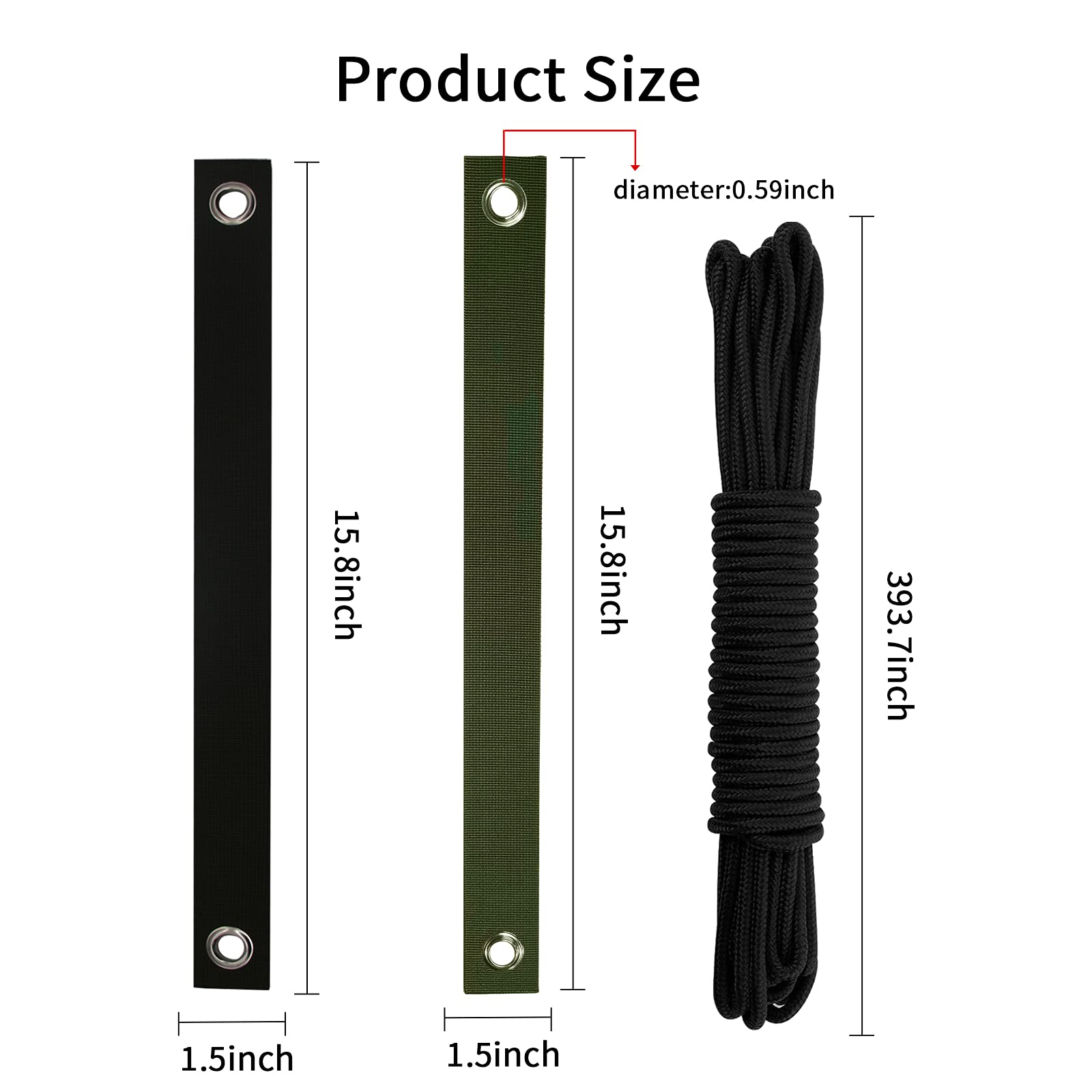 LanM Epoch 6 Pcs 15.8inch Tree Straps with Grommets for Guying/Staking,32.8 Ft Rope ,Plant Supports and Tree Strap Sapling Straight Strap for Newly Planted Fixed and Hurricane Protection(Black+Green)