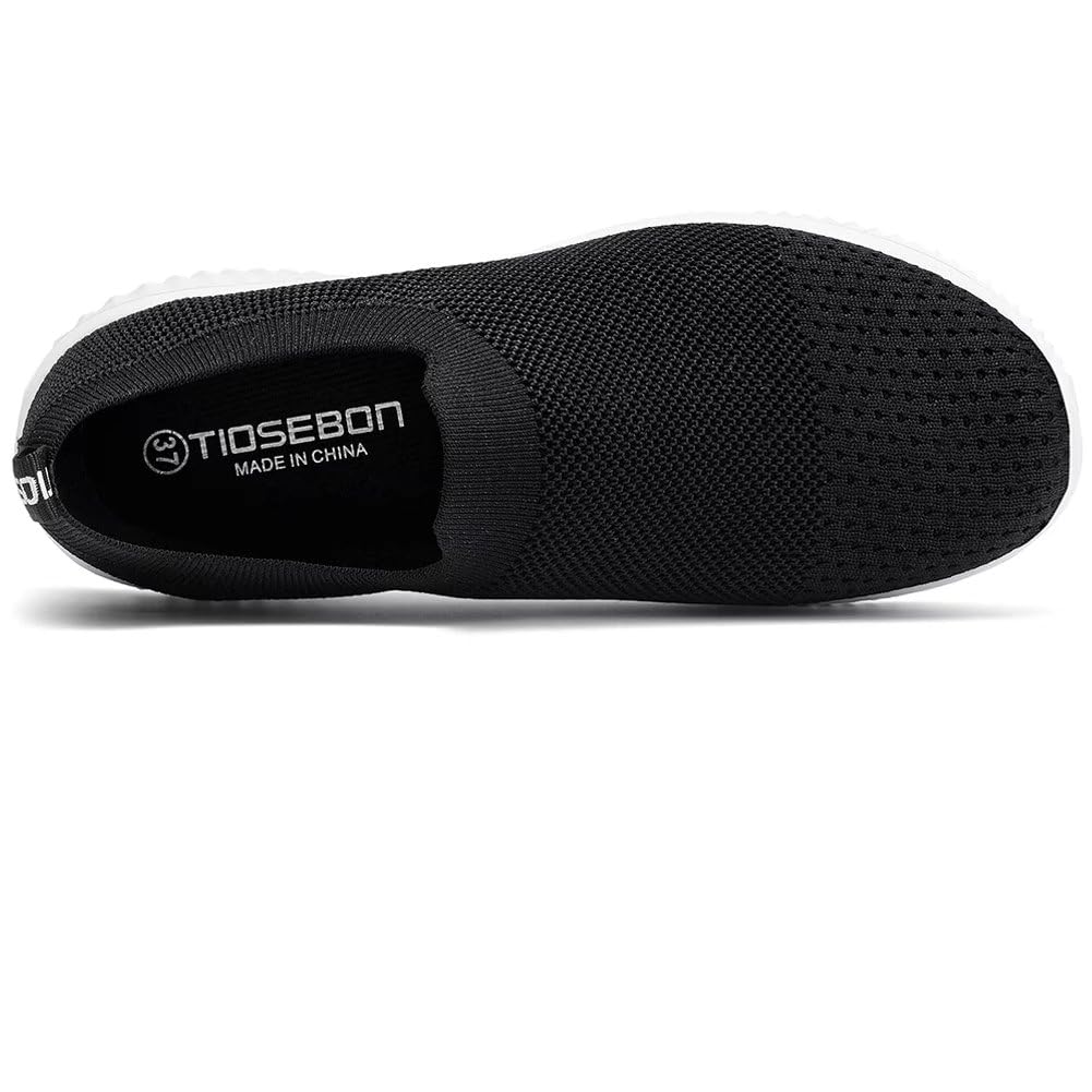 LANCROP Women's Walking Nurse Shoes - Mesh Slip on Comfortable Sneakers 5 US, Label 35 Black