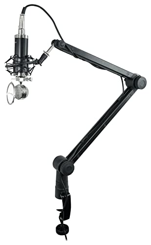 Rockville ROGAN STAND Pro Boom Arm Mic Stand with Fixed Mount+Desk Stand+Cable