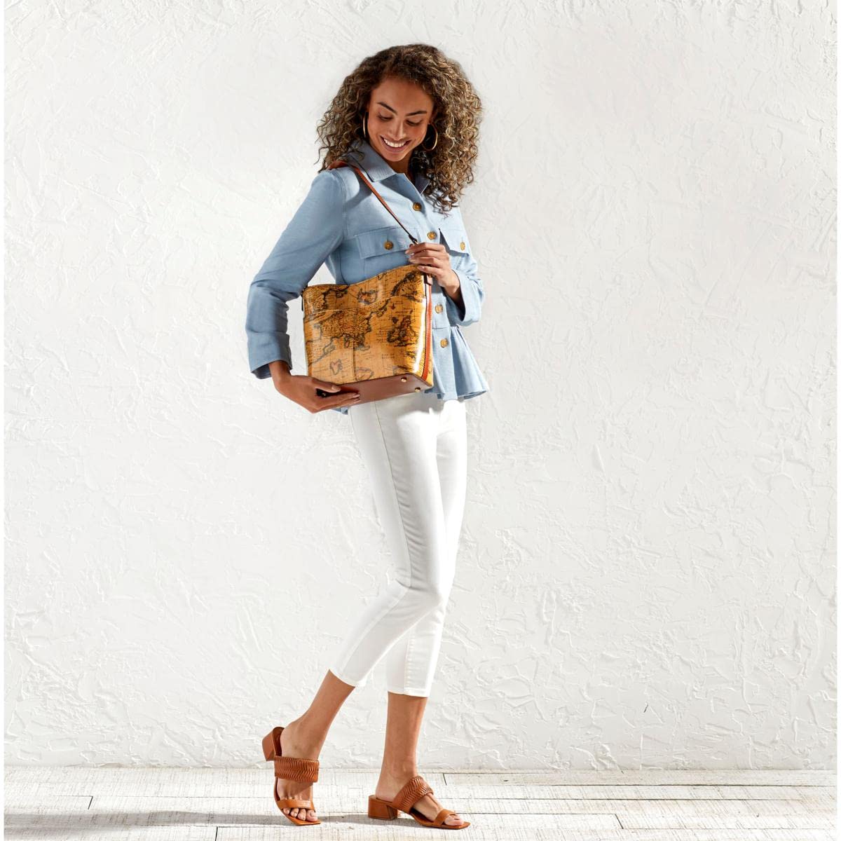Patricia Nash Harper Leather Shoulder Bag with Crossbody Strap - Tan British Western Tooled