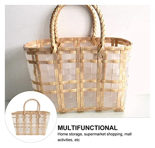 WALTX Round Basket 1Pc Practical Waterproof Durable Shopping Basket Woven Basket for Home Decor Shop Storage Case