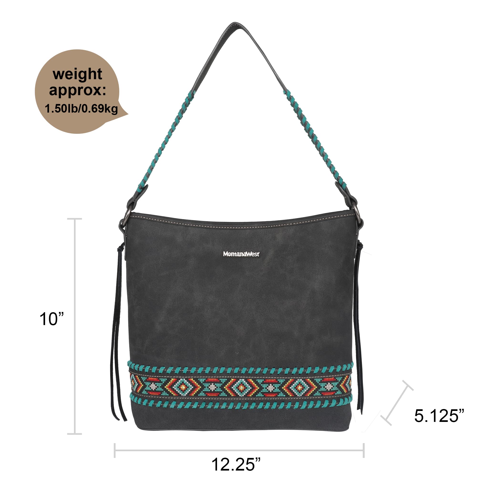 Montana West Concho Collection Concealed Carry Tote MW1074G-918BK+W