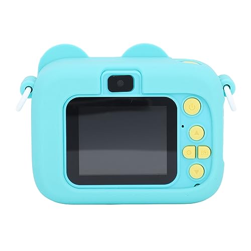 Kids Camera, Cute Cartoon Look HD Digital Video Camera with Silicone Protector, Front Rear Lens, Mini Digital Toddler Camera Toys Christmas Birthday Gifts for Boys and Girls (Blue)