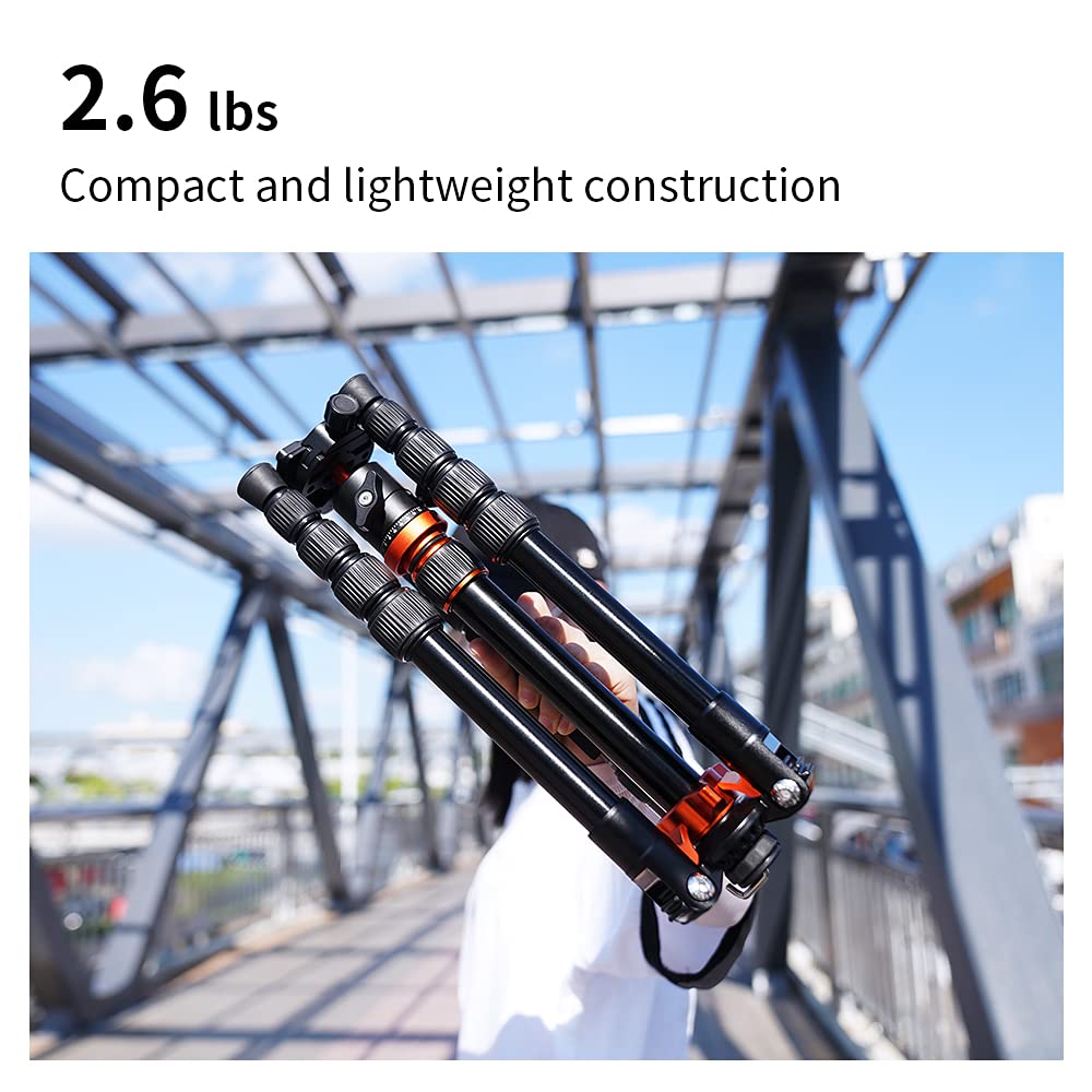 K&F Concept Camera Tripods,51 inch Lightweight Compact Tripod with 360 Degree Ball Head,Quick Release Plate,Detachable Monopod 8KG Load Capacity for SLR DSLR Camera C225A0+BH-25 (SA225M1)