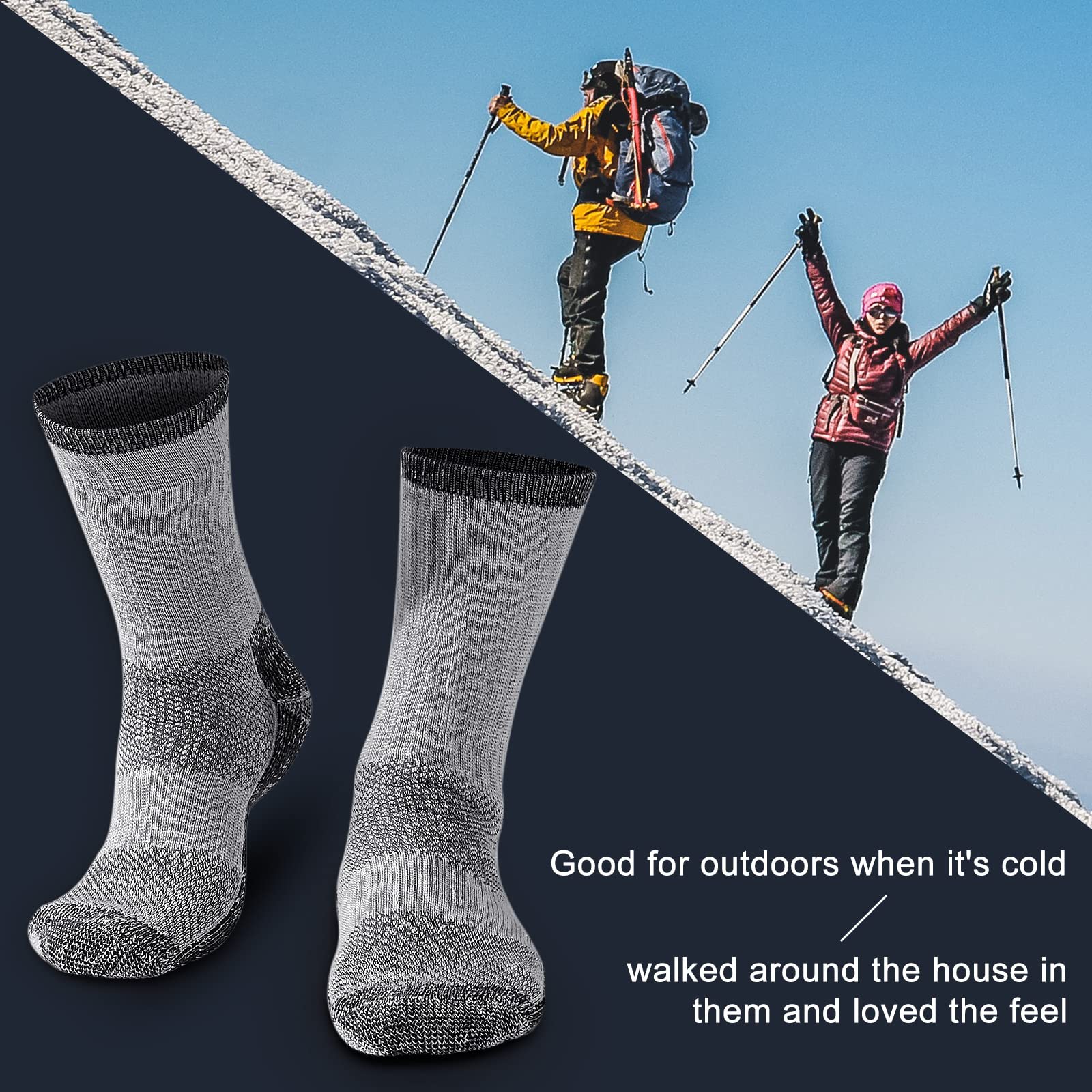 Merino Wool Hiking Socks for Men & Women Thermal Warm Socks for Winter Boot Socks