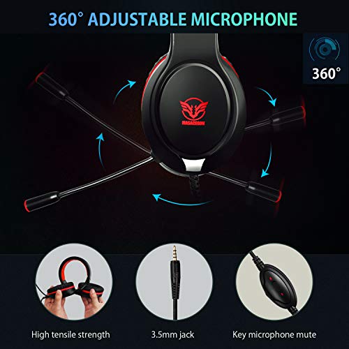 Karvipark Gaming Headset for Xbox One/PS4/PS5/PC/Nintendo Switch|Noise Cancelling,Bass Surround Sound,Over Ear,3.5mm Stereo Wired Headphones with Mic for Clear Chat
