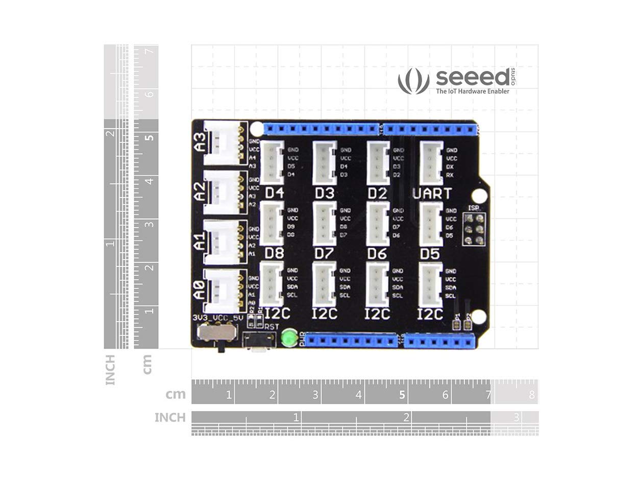 Iunius Seeed Studio Base Shield V2 with 16 Grove Connectors Analog Digital UART I2C for Sensors and LEDs Onboard Power Toggle Switch