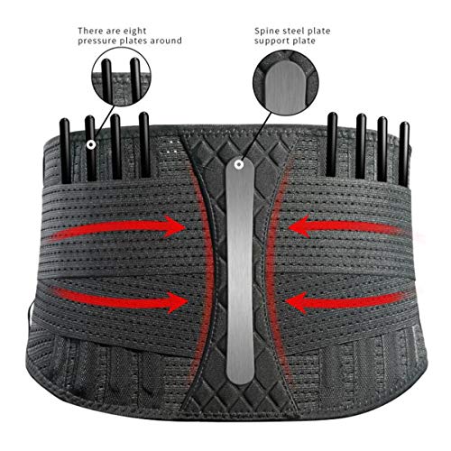 Lumbar Support Belt Breathable Back Support Belt Sports Support Waist Lower Back Brace Steel Plate Support Lumbar Support Belt for Pain Relief and Injury Prevention Back Braces for Lower Back Pain Rel
