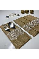 meditroia (Troia Textil(12,Pieces) Burlap Cutlery Holders Lace Utensil Pouch Knifes Forks Bag for Vintage Natural Wedding (4x8inch)