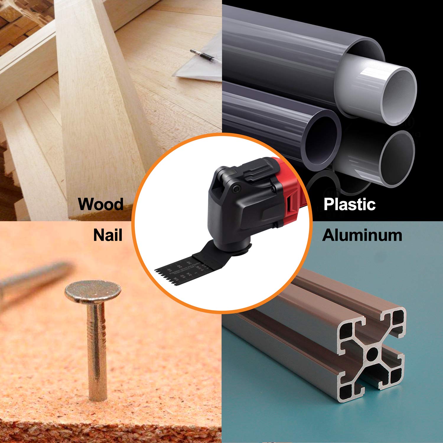 Metal Wood oscillating Multitool 6 Pcs Quick Release Saw Blades QTH062, Universal Desing, Compatible with Black & Decker, dewalt, makita, ryob,and Skill Bosch.