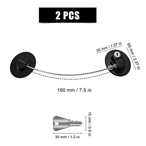 SAVITA 2pcs Refrigerator Door Locks with 2pcs Keys Stainless Steel Adhesive Refrigerator Door Locks Freezer Lock Child Proof Fridge Locks for Cabinet Cupboard Drawer Kitchen (Black)